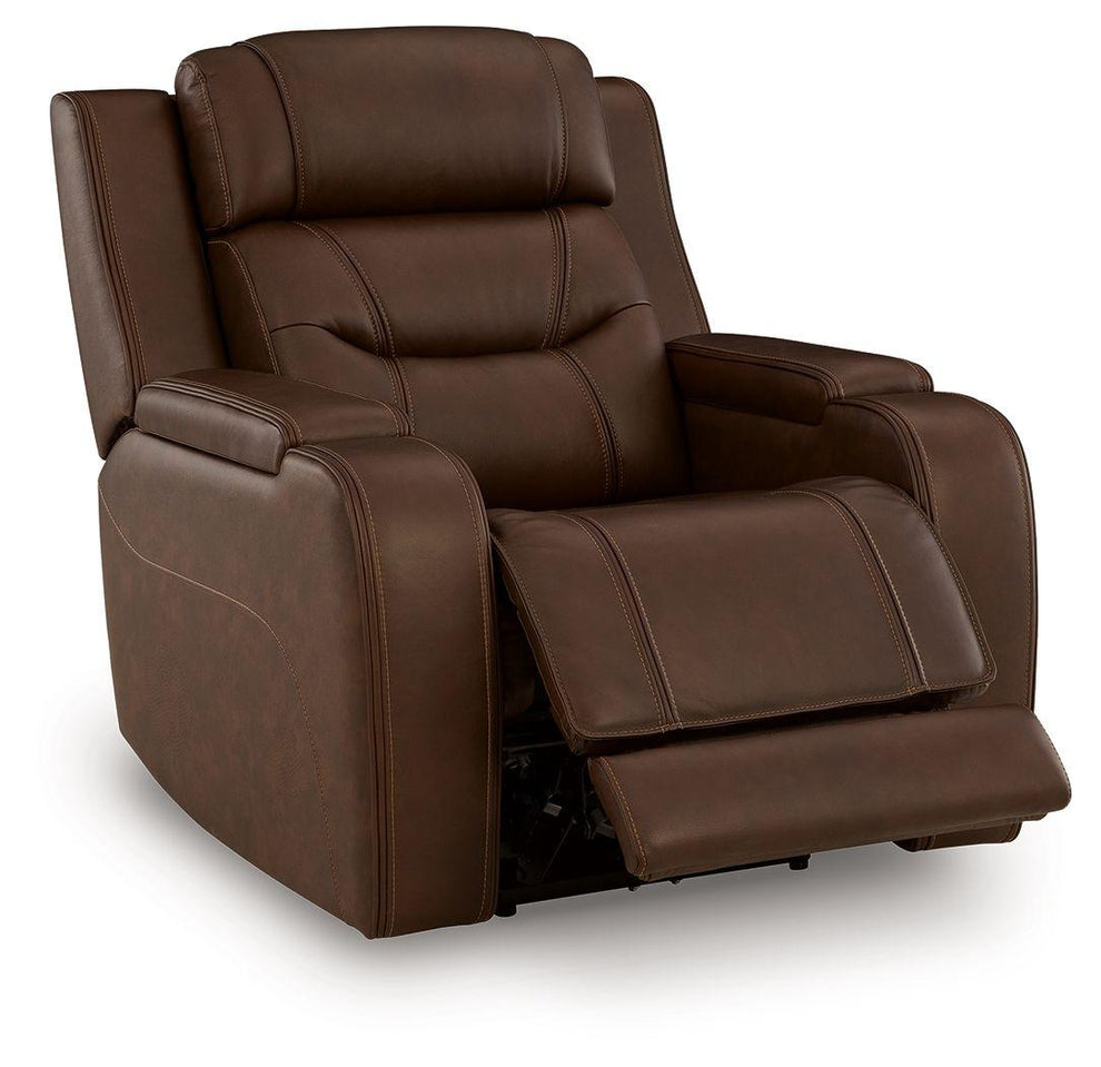 Ashley Knightington Power Recliner w/Audio Seating - Brown ...
