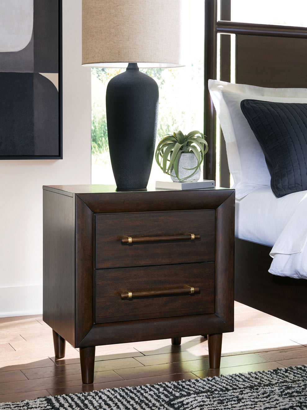 Ashley Dantenton Two Drawer Night Stand - Merlot – FurnitureDepotOhio