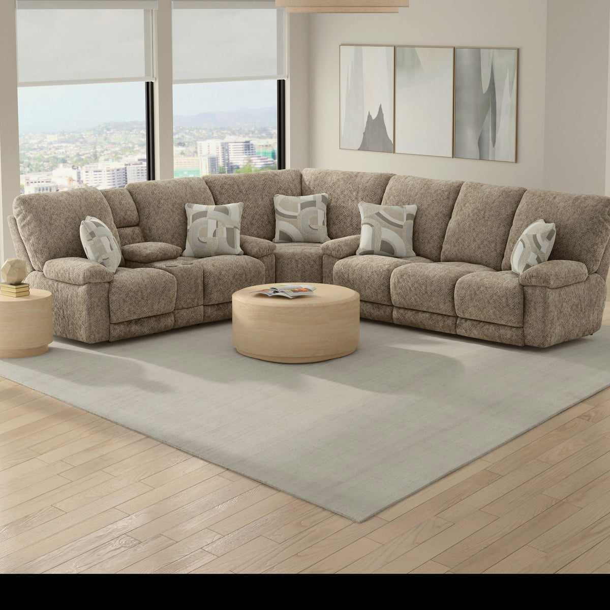 Catnapper Beacon - Lay Flat Triple Recliner With DropDown Table / Stor ...